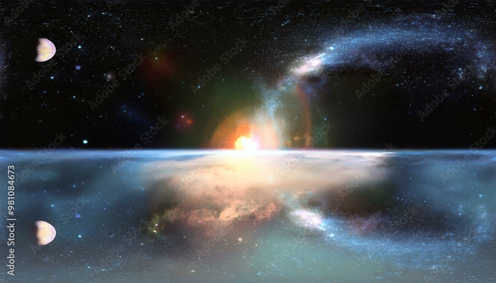 planet with space, earth and sun, earth and moon, 360 moon degree ...