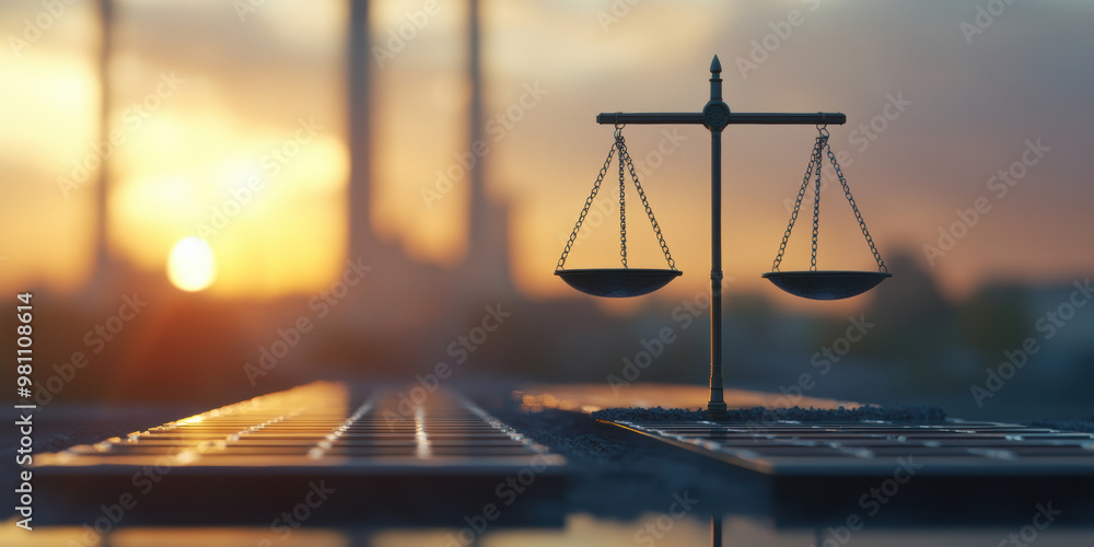 image features symbolic representation of justice with scales balanced ...