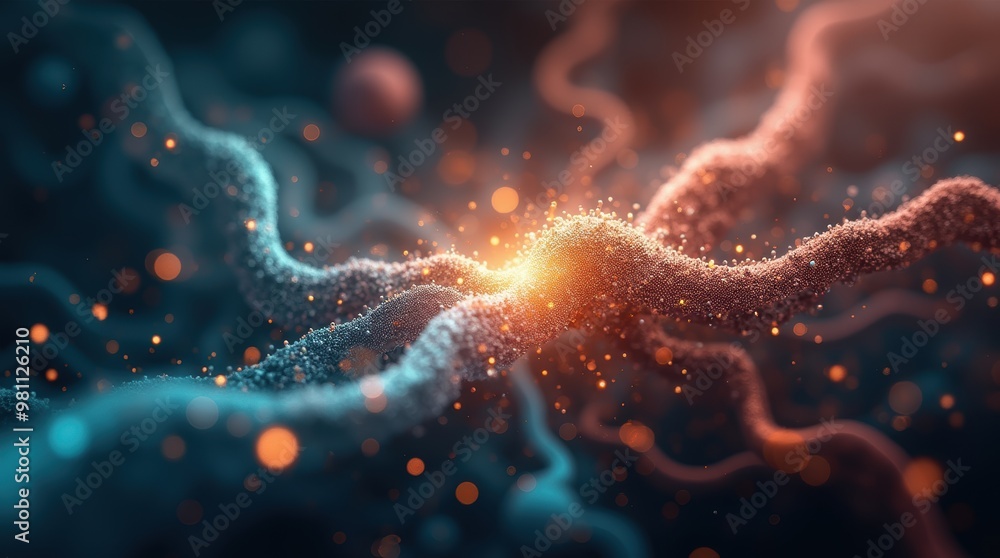 Microscopic View of Entangled DNA-like Structures in Contrasting Colors ...