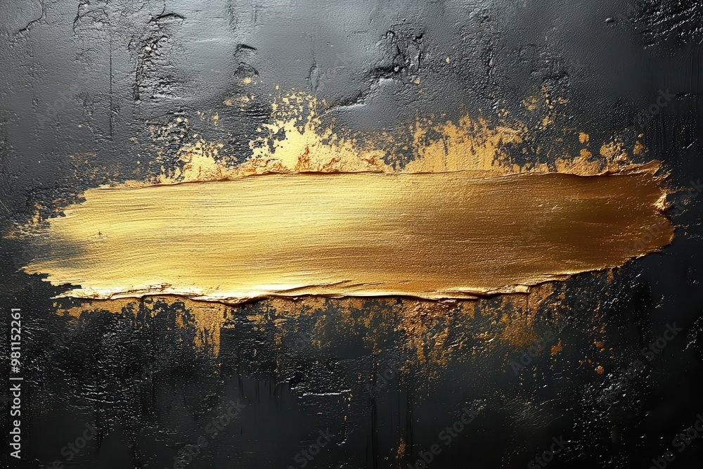 luxurious gold paint stroke with rich texture on a sleek black ...