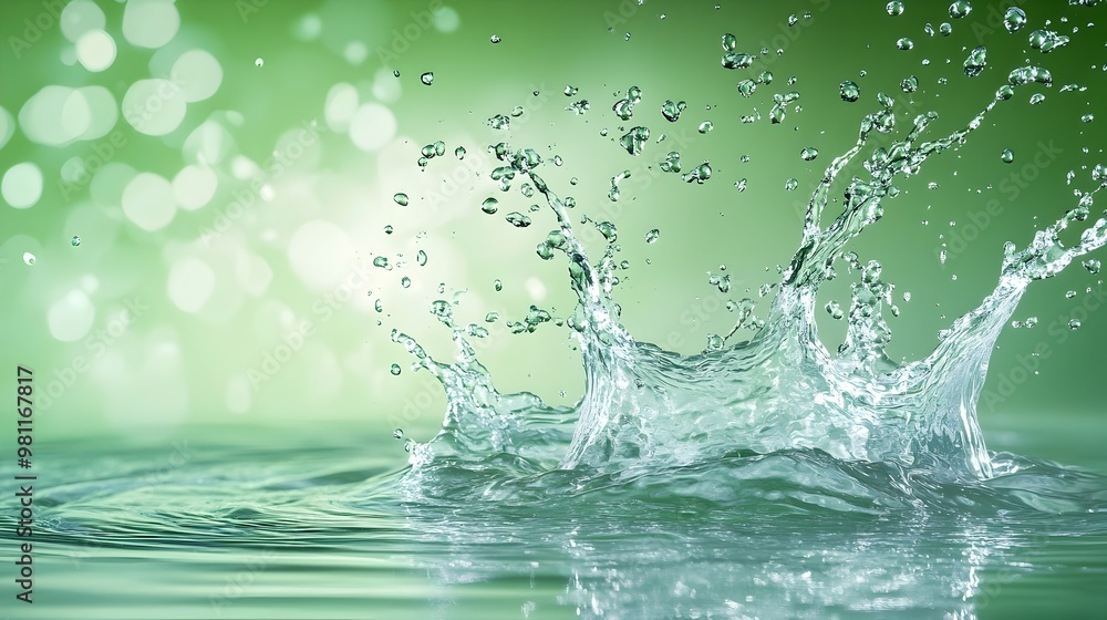 Refreshing Water Splash on Green Nature Background Stock Illustration ...
