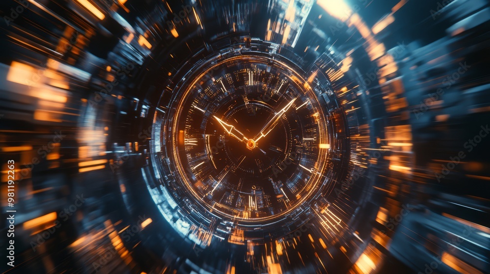 Time travel Technology Background with Clock concept and Time Machine ...