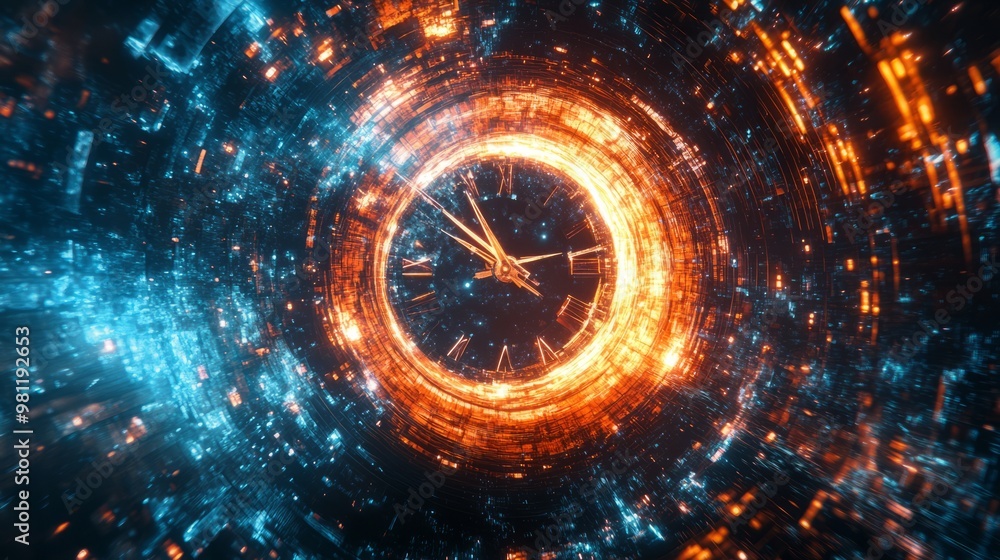 Time travel Technology Background with Clock concept and Time Machine ...