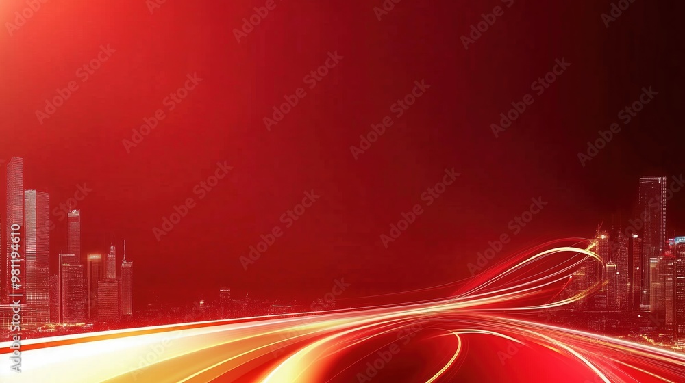 Elegant urban landscape with a modern design featuring a red background ...