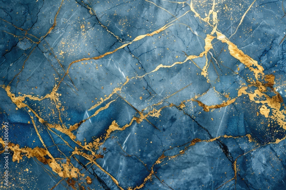 Navy blue and gold abstract ink painting. Artistic design concept ...