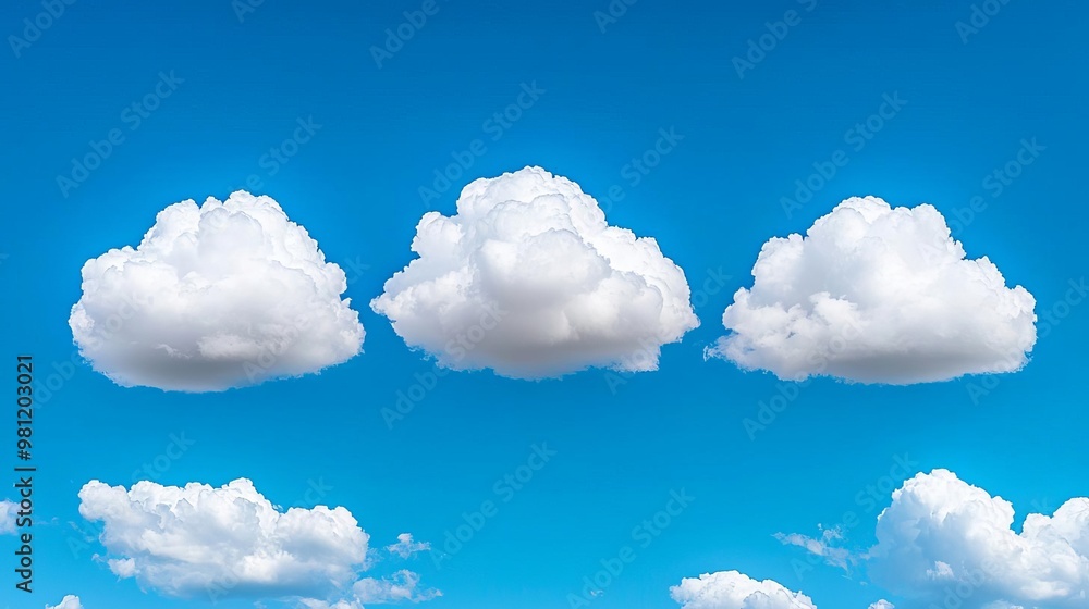Open blue sky with a few white clouds, minimalistic background, vast ...