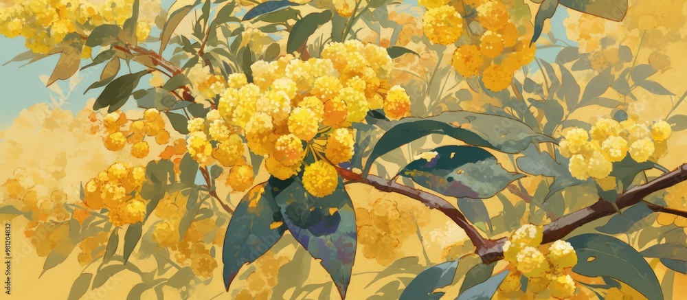 Artwork depicting Oriental paperbush blooms This deciduous shrub ...