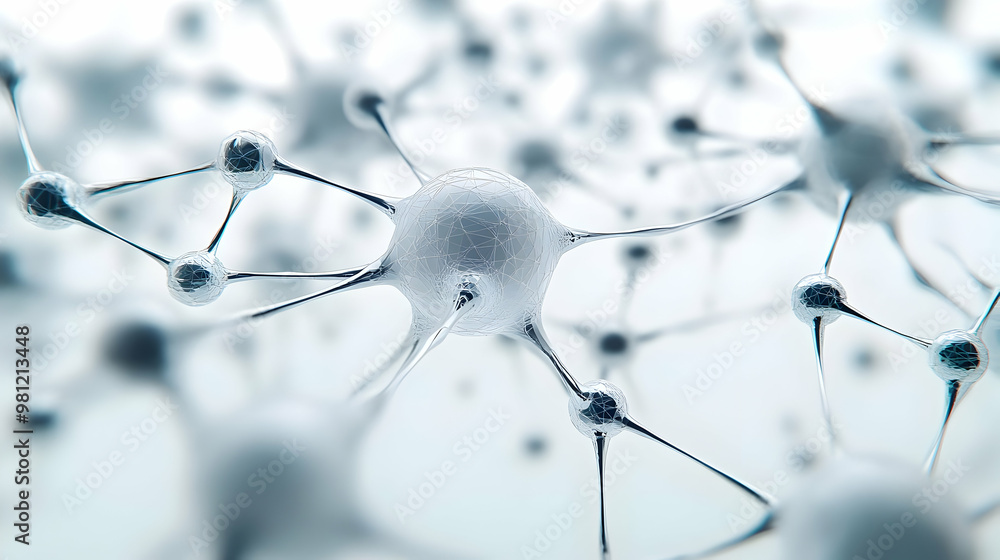 3D Cartoon Neuron Network Icons: Predictive Algorithm Connections for ...