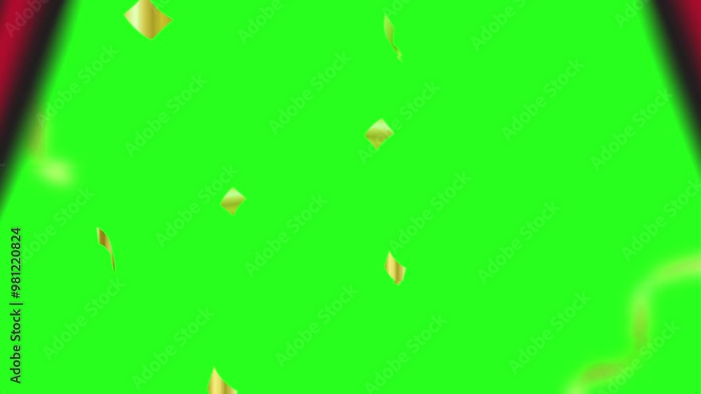 green screen Red curtain reveal animation with golden particles ...