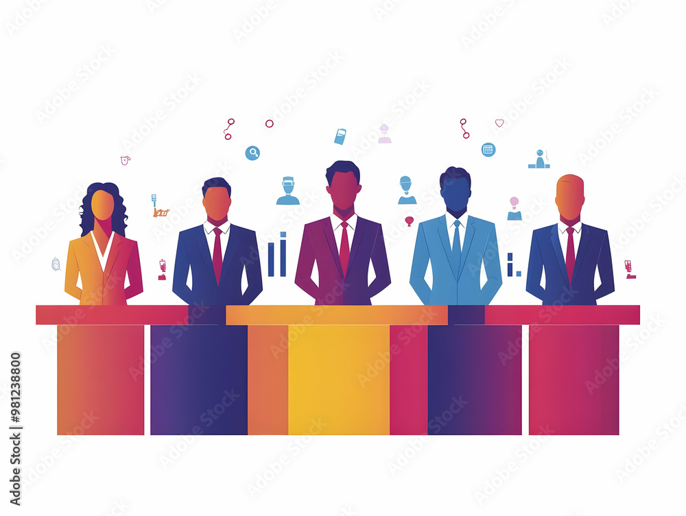 Flat Plain Gradient Background with Shadow Puppets Acting Out Voting ...