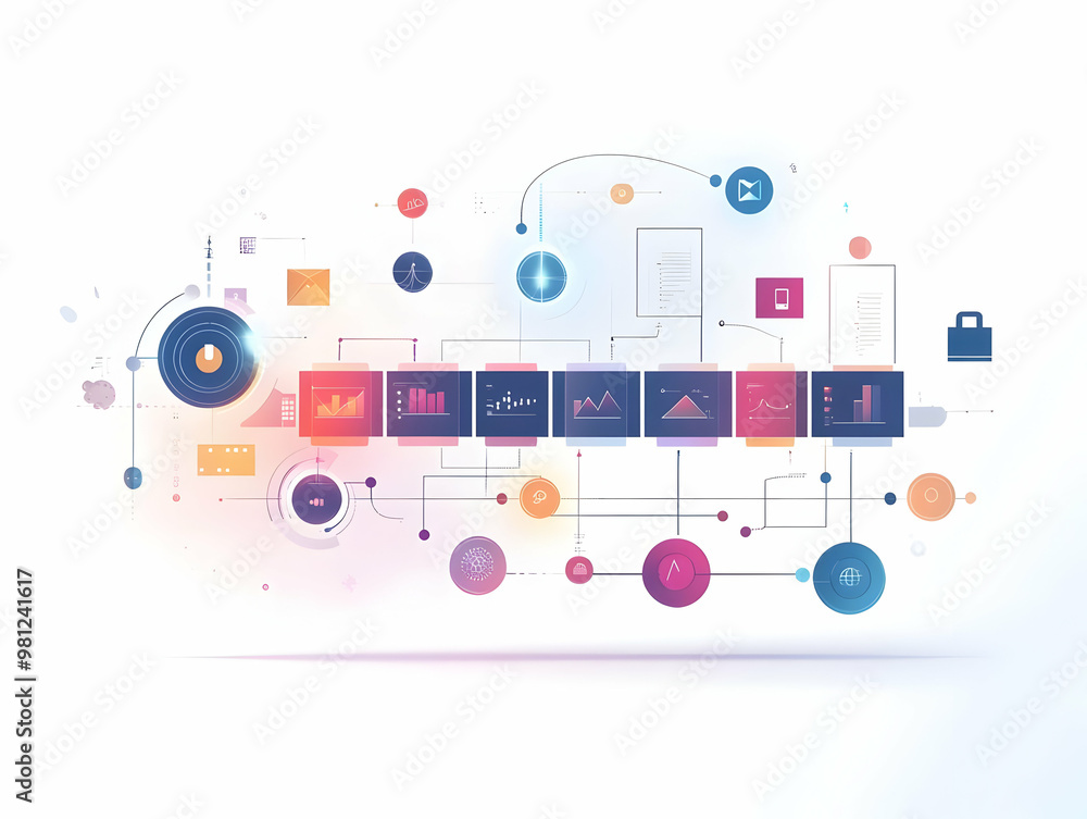 Flat Holographic Campaign Timeline Concept: Wide Shot with Key Events ...