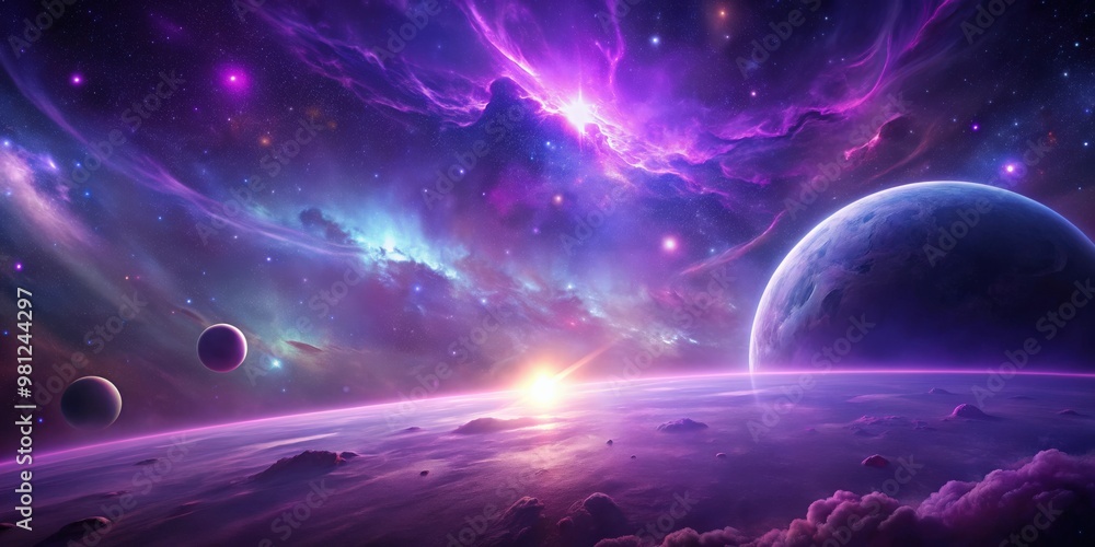Beautiful purple space background with a sci-fi cosmic atmosphere ...