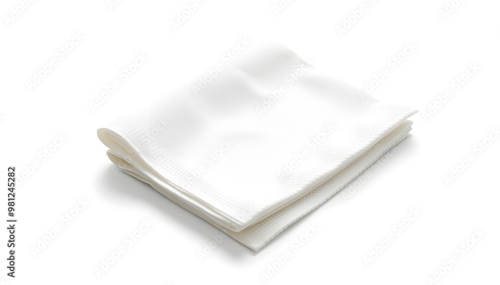 Blank white restaurant napkin mock up, isolated. Clear folded textile ...