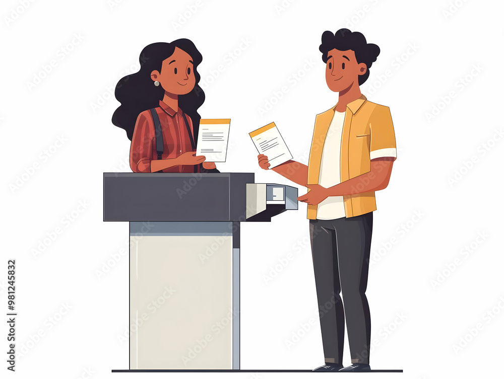 Flat Voter ID Verification Concept: Election Official Respectfully ...