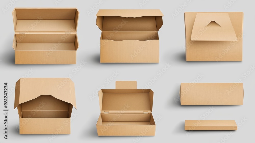 Collection of various cardboard box designs, showcasing open and closed ...