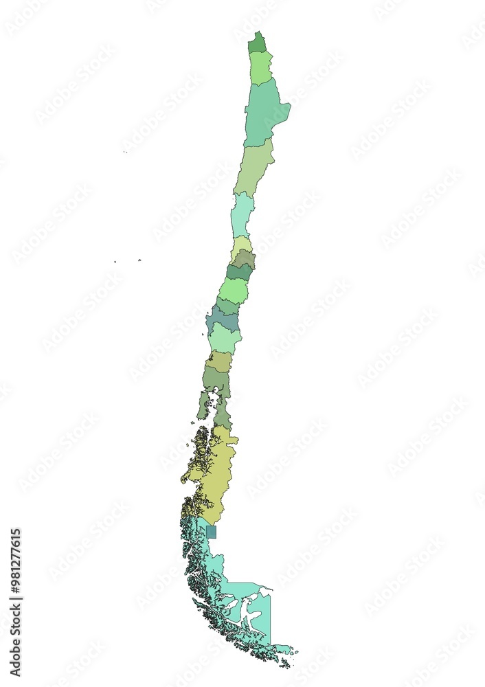 mapa de las Regiones de Chile Stock Illustration | Adobe Stock