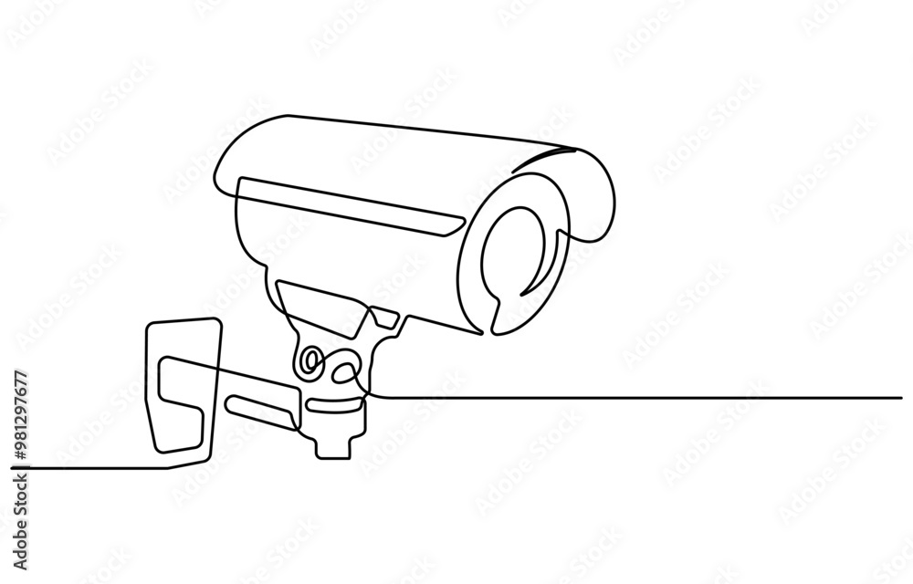 Single continuous line drawing of CCTV to monitor traffic movements and ...