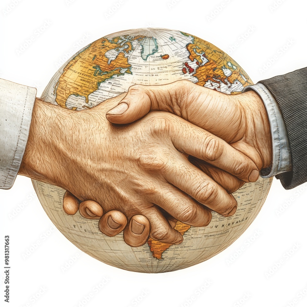 Global Handshake: Two hands clasped together in a handshake ...