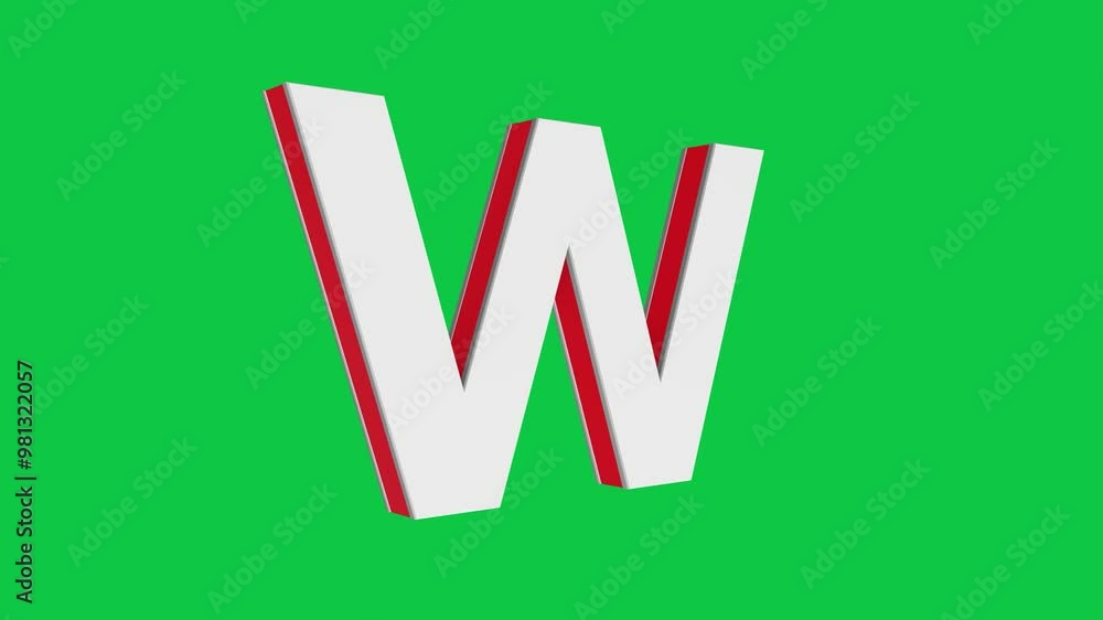3D W letter logo rotating on green screen chroma key background, 4K ...