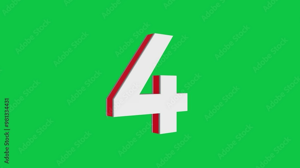 3D Number 4 logo rotating on green screen chroma key background, 4K ...