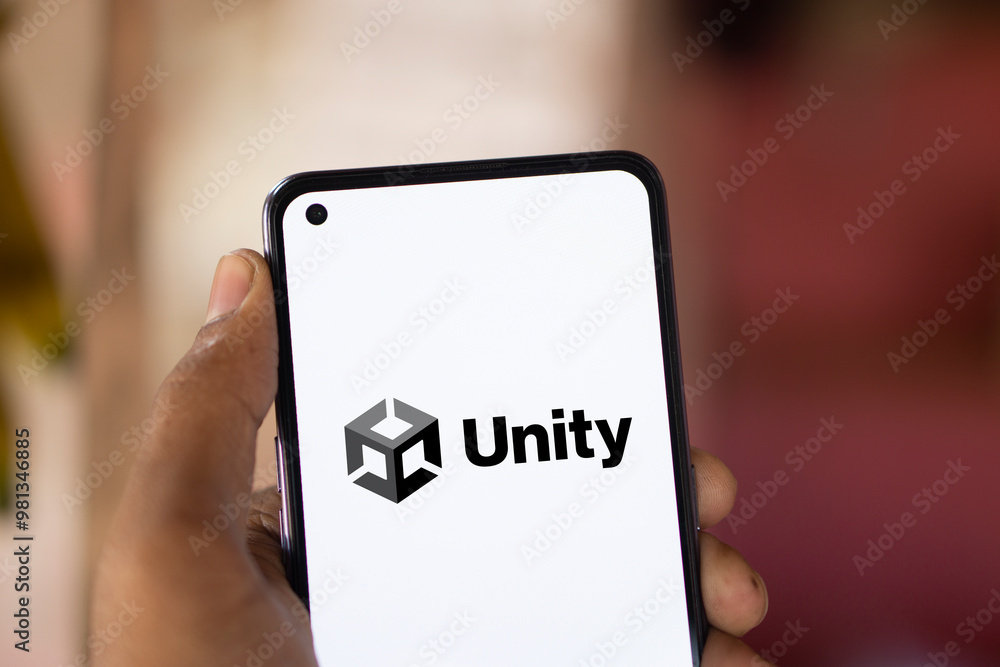 Dhaka, Bangladesh- 18 Sep 2024: Unity logo is displayed on smartphone. Unity is a cross-platform ...