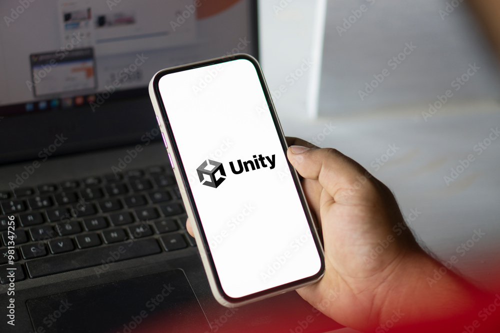 Dhaka, Bangladesh- 18 Sep 2024: Unity logo is displayed on smartphone. Unity is a cross-platform ...