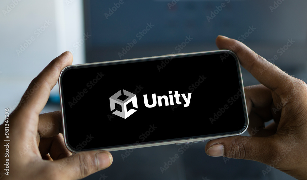 Dhaka, Bangladesh- 18 Sep 2024: Unity logo is displayed on smartphone ...
