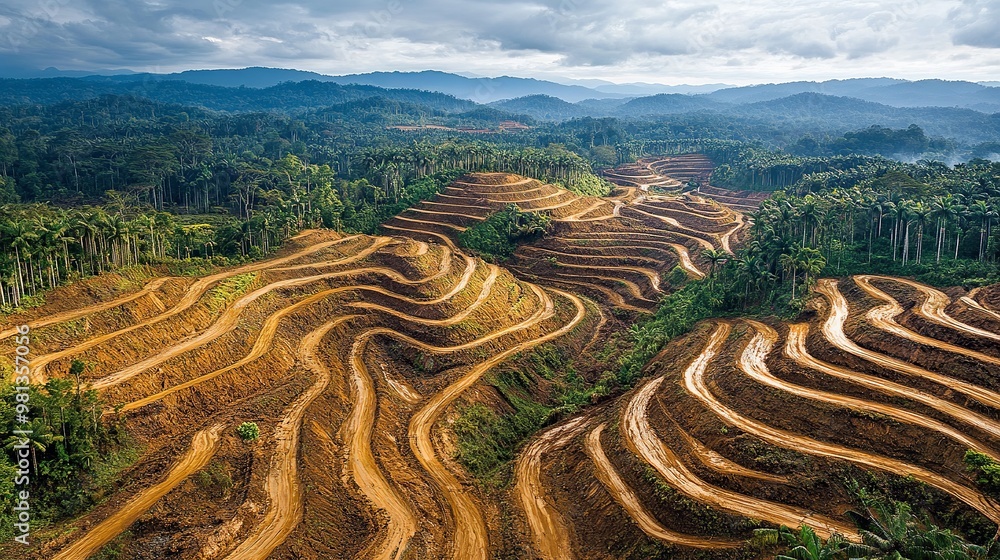 Deforestation has devastated the rainforest jungle in Borneo, Malaysia ...