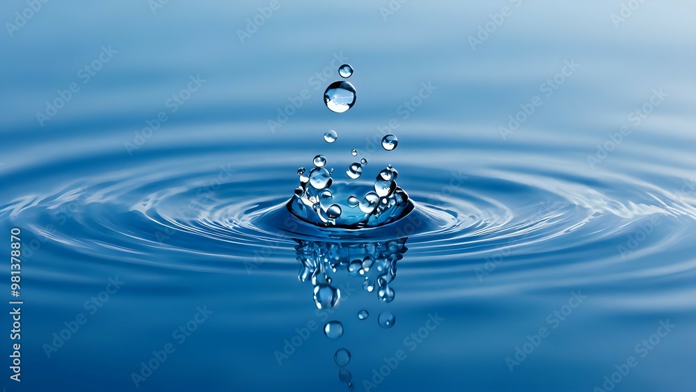 A single water drop falls into a still body of water, creating a ...