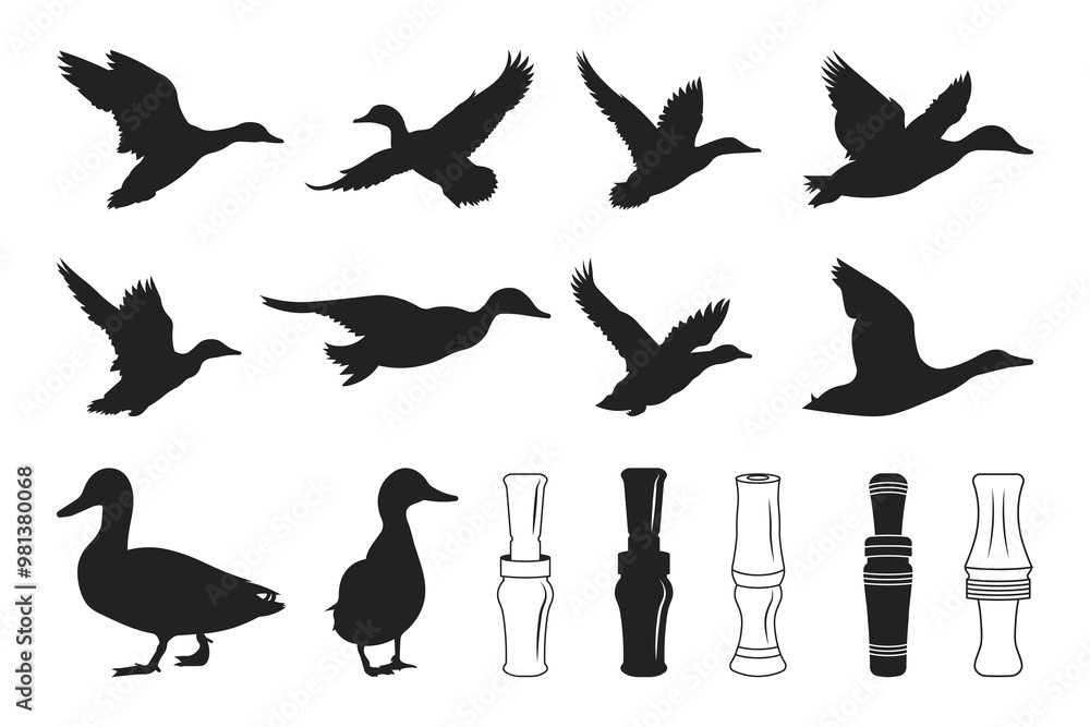 Flying Ducks SVG Bundle, Duck Vector File, Mallard Silhouette File ...