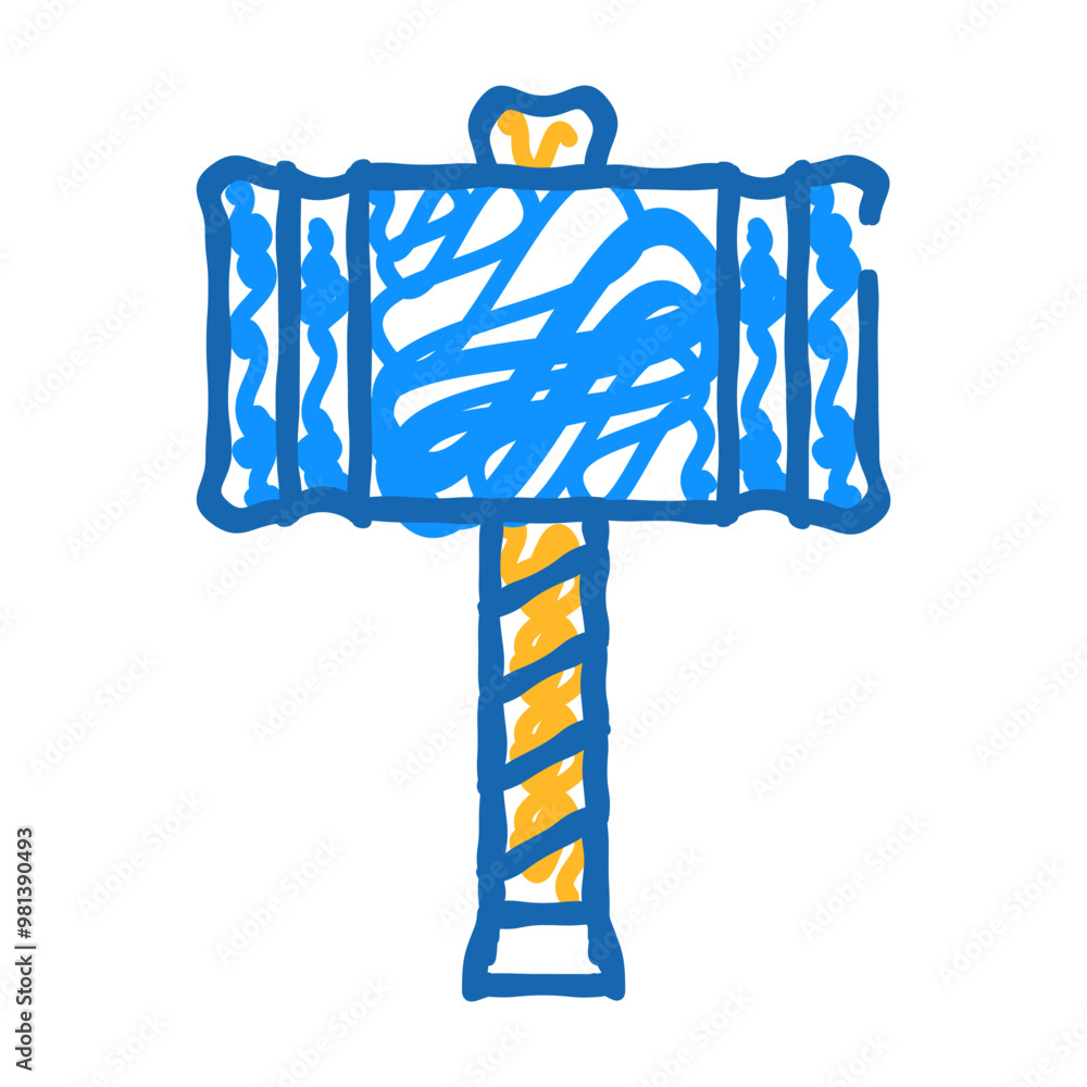 viking hammer weapon doodle icon sketch vector. viking hammer weapon ...