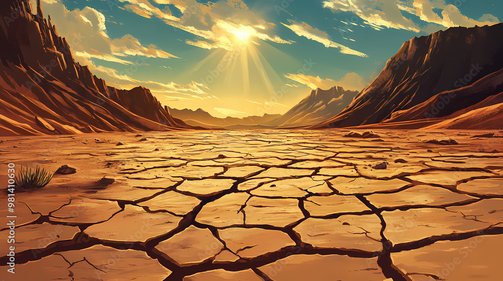 Desolate landscape of cracked earth showcasing the harsh effects of ...