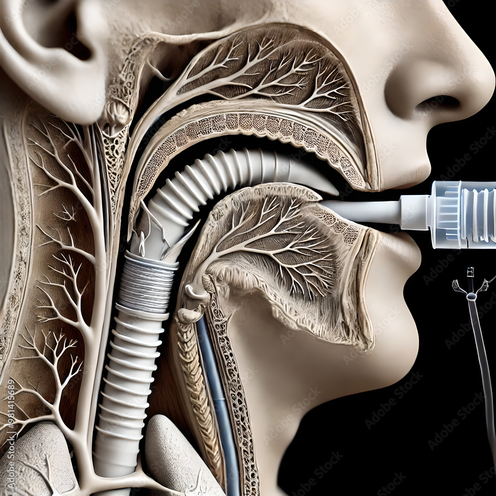3D Model tracheal anatomy: tracheal intubation, where a breathing tube ...