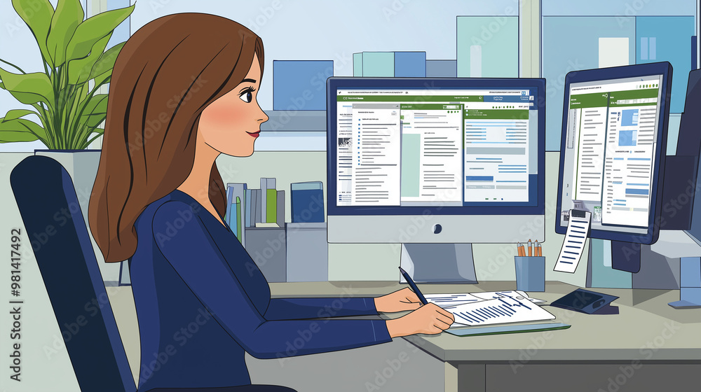 Conducting Research: An animated adult woman with straight hair is ...