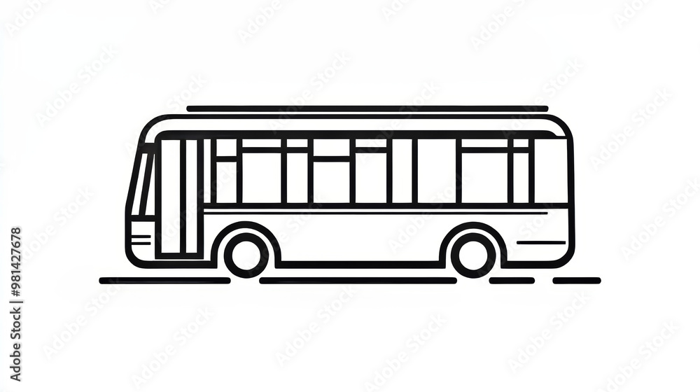This is a simple black outline of a bus, like you might see in a sign ...