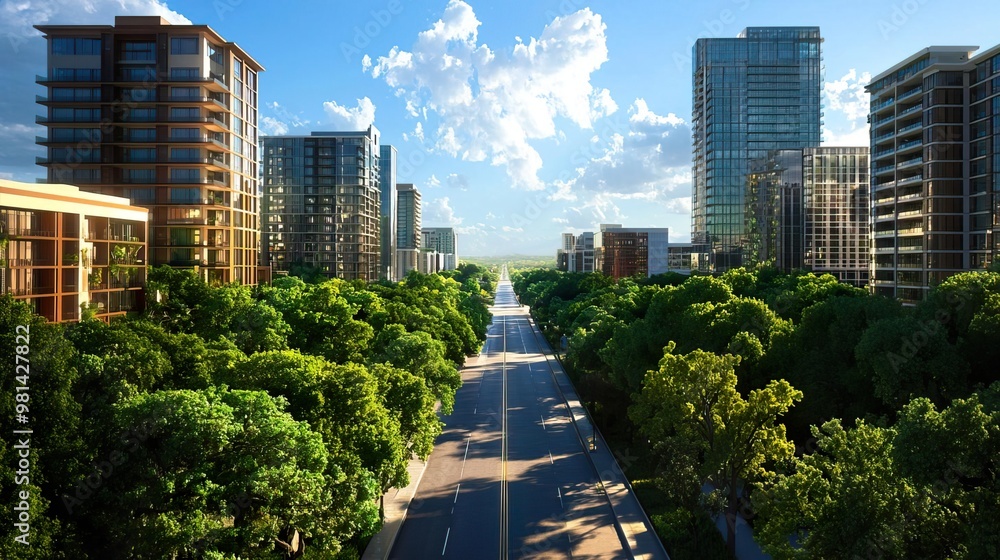 An artistic representation of a planned urban area, highlighting mixed ...