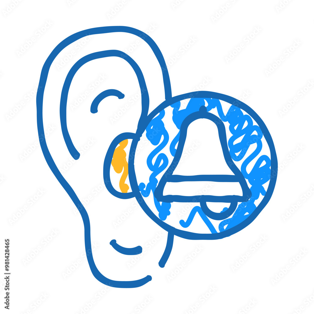 ear hear bell sound doodle icon sketch vector. ear hear bell sound sign ...
