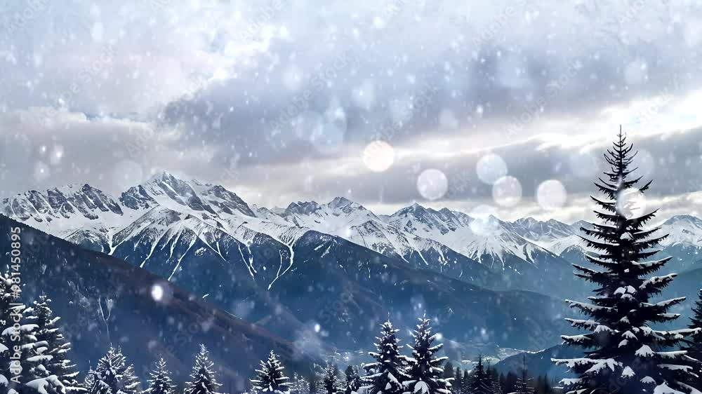 Beautiful scenery The first snow began to fall on the peaks of the Alps ...