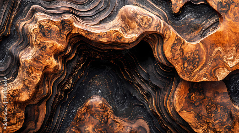 Live edge wood slab with rich grain patterns and burls. unique natural ...