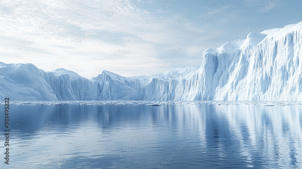 A stark image portrays the jagged edges of a melting ice cap. This ...