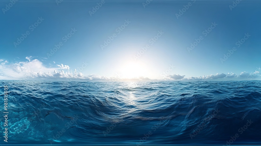 Immersive seascape panorama captured in 360-degree equirectangular ...