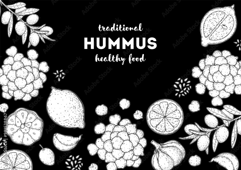 Hummus packaging design template. Cooking and ingredients for hummus ...