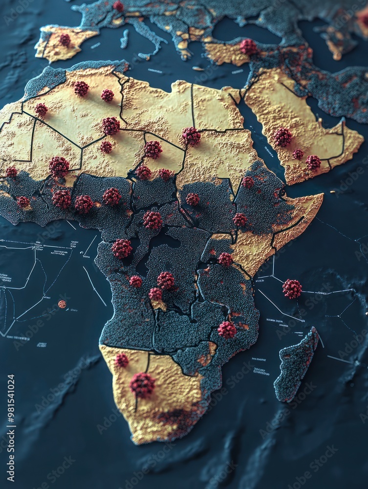 A map of Africa highlighting the countries affected by the mpox ...