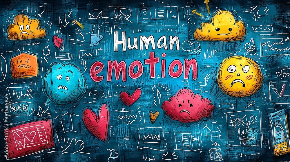 An engaging image depicting various human emotions through a vibrant ...