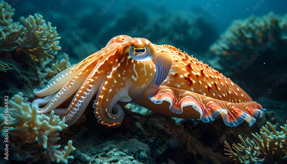 Cuttlefish Mastering Underwater Camouflage Amidst Coral Reefs with ...