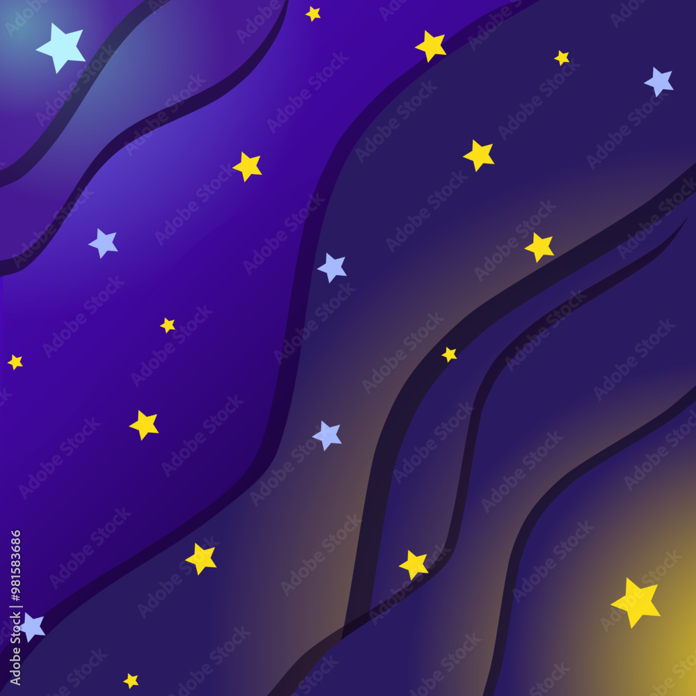 Background dark blue gradient night sky with many stars with layered ...