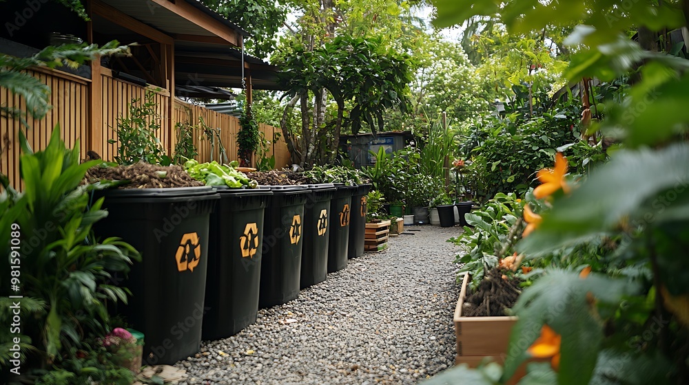 Community Compost Bin: A community composting area with bins for ...
