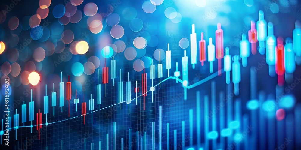 Blue and Red Stock Market Candlestick Chart with Bokeh Background ...