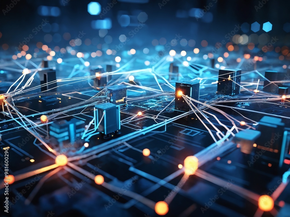 Visual representation of a digital network illustrating interconnected ...