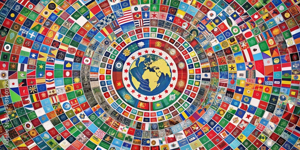 World Flags Mosaic A Tapestry of Nations, Global Unity, International ...